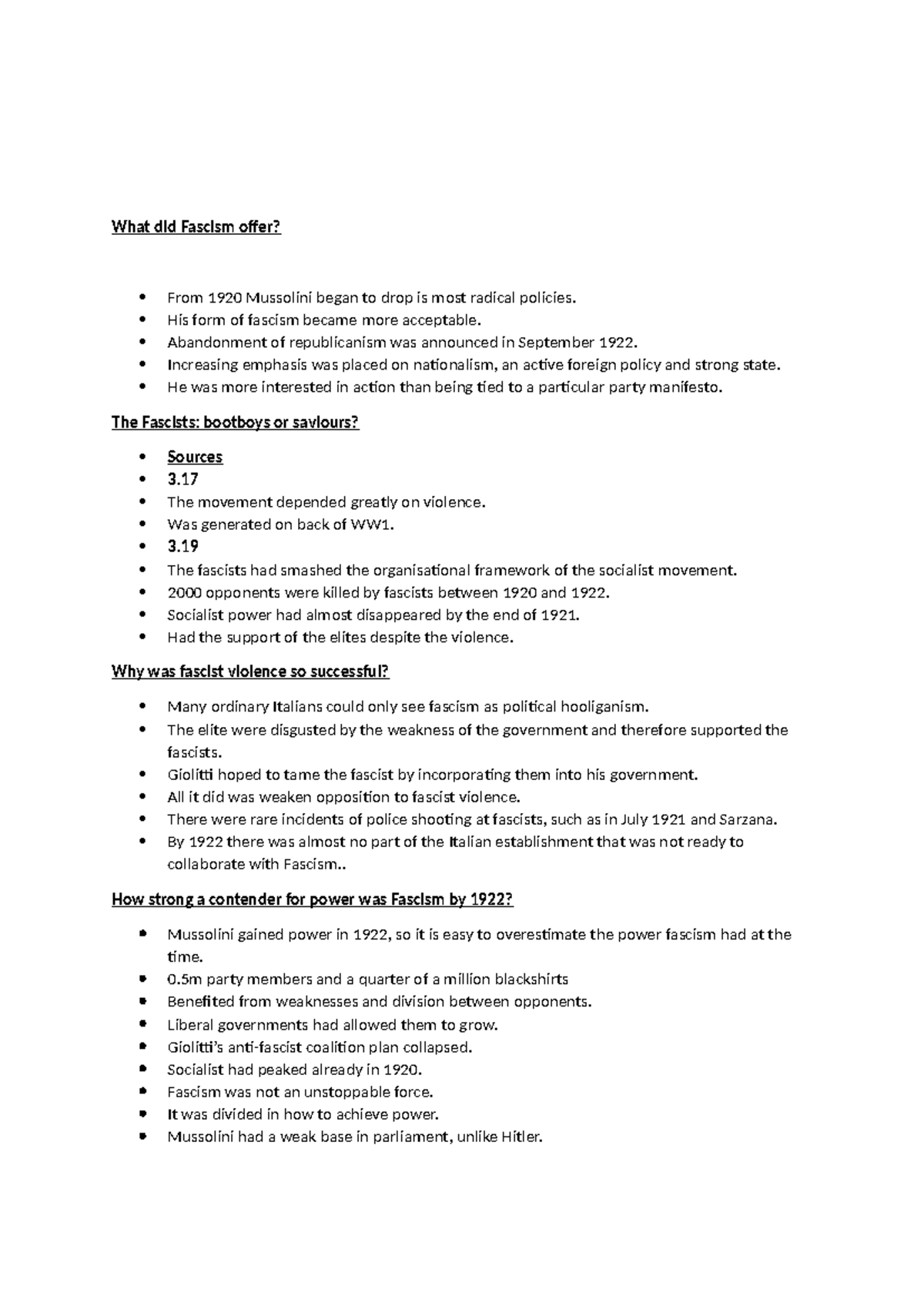 Fascism's Rise: Analyzing Mussolini's Power Shift (HIST 101) - Studocu