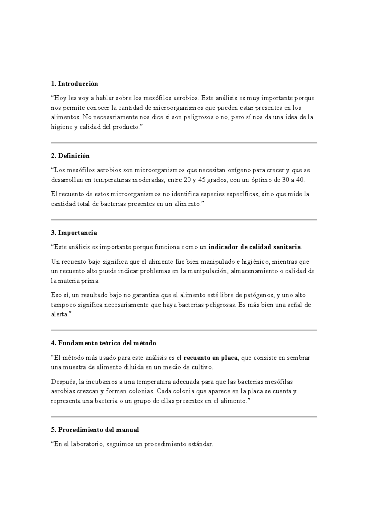 Exposición sobre Mesófilos Aerobios en Microbiología (MICRO 101) - Studocu