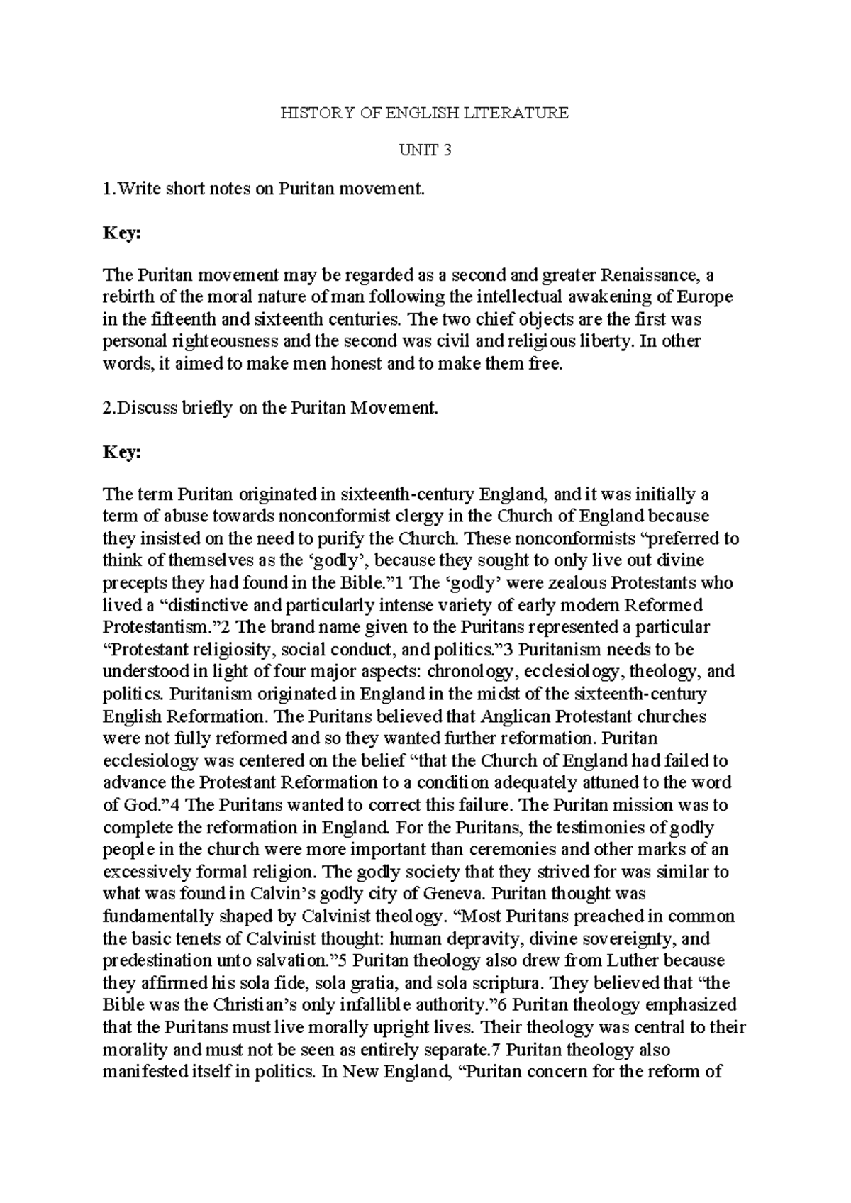 History of England - HISTORY OF ENGLISH LITERATURE UNIT 3 1 short notes ...