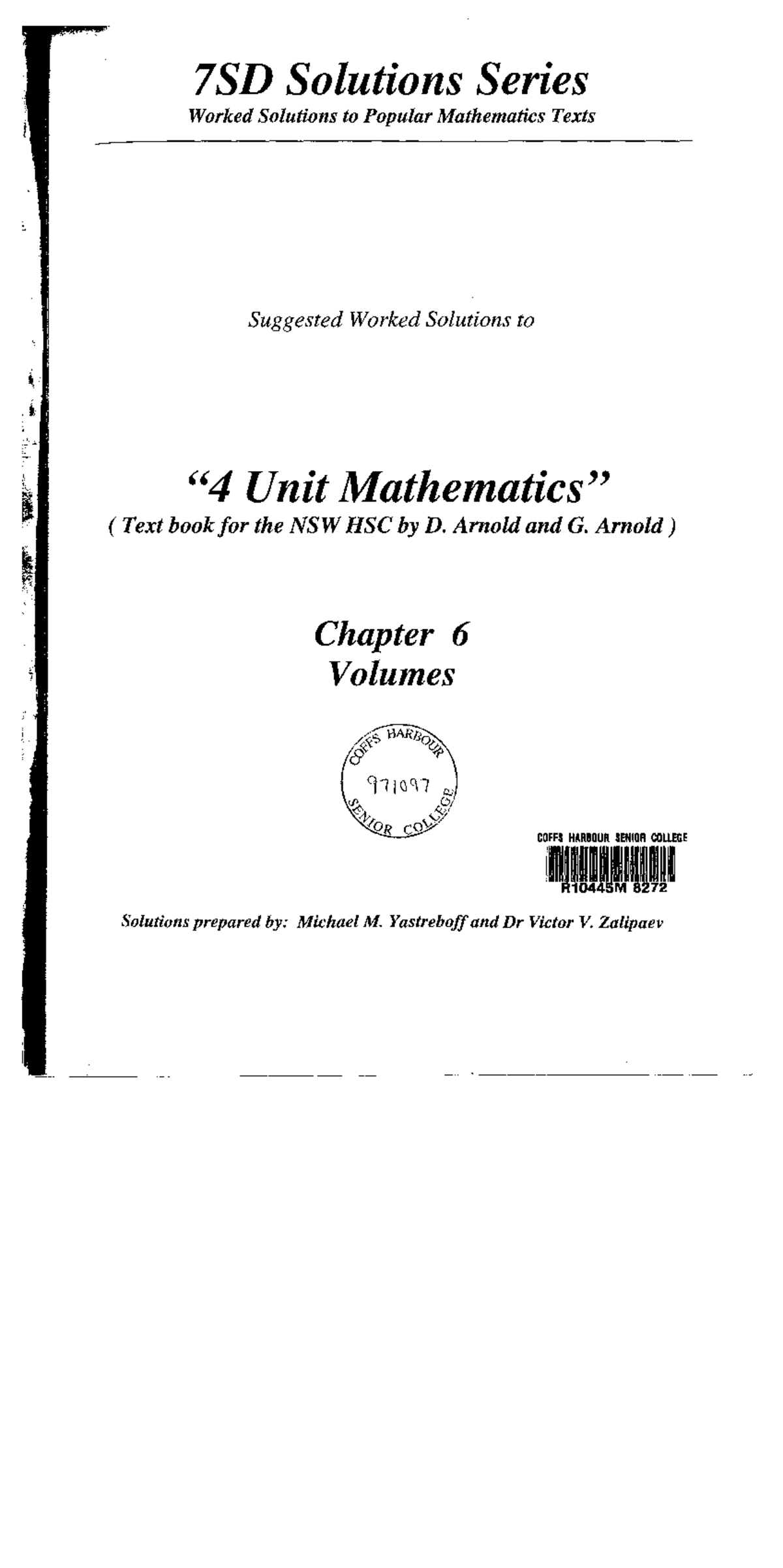 7SD Mathematics Solutions: Worked Examples for Chapter 6 Volumes - Studocu
