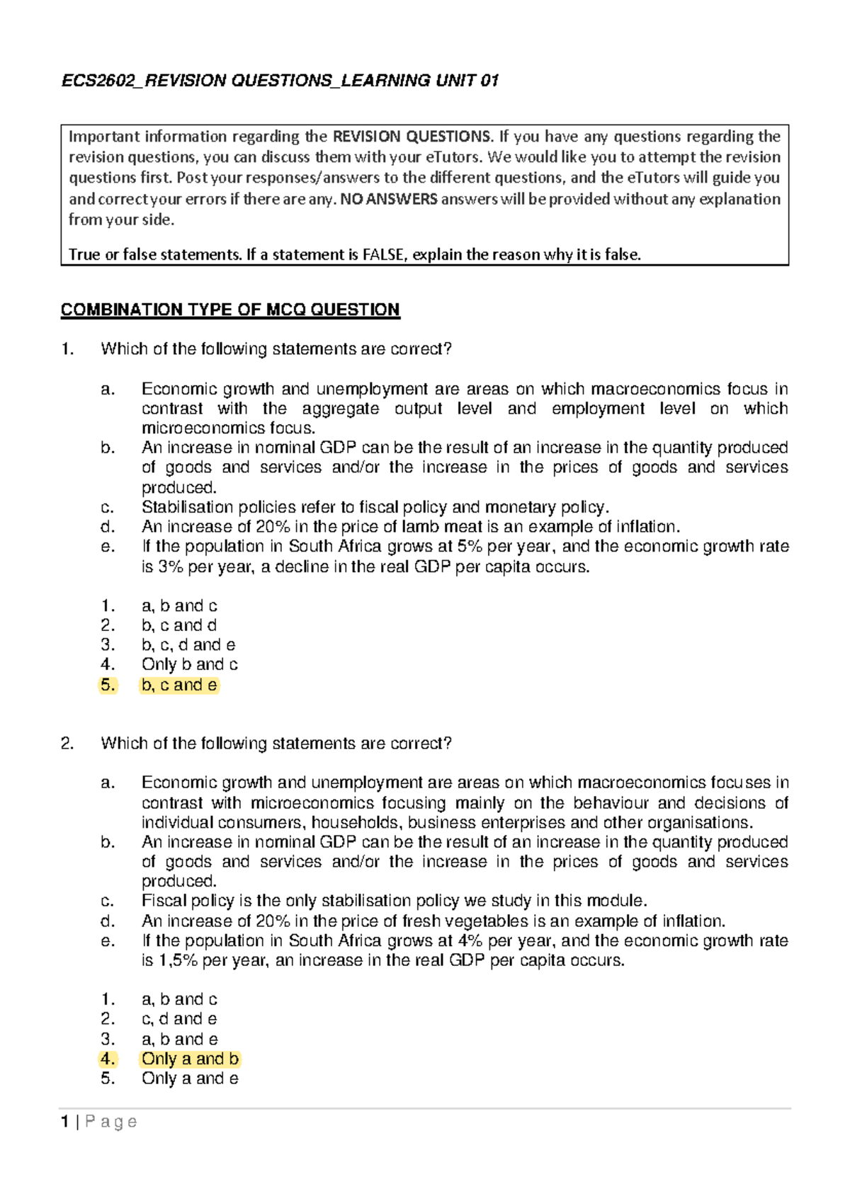 ECS2602 Final Exam Revision Questions and Answers Guide - Studocu