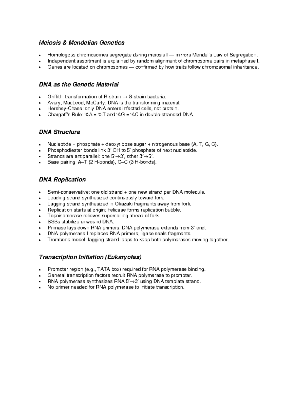 DNA Replication Cheat Sheet: Key Concepts and Processes - Studocu