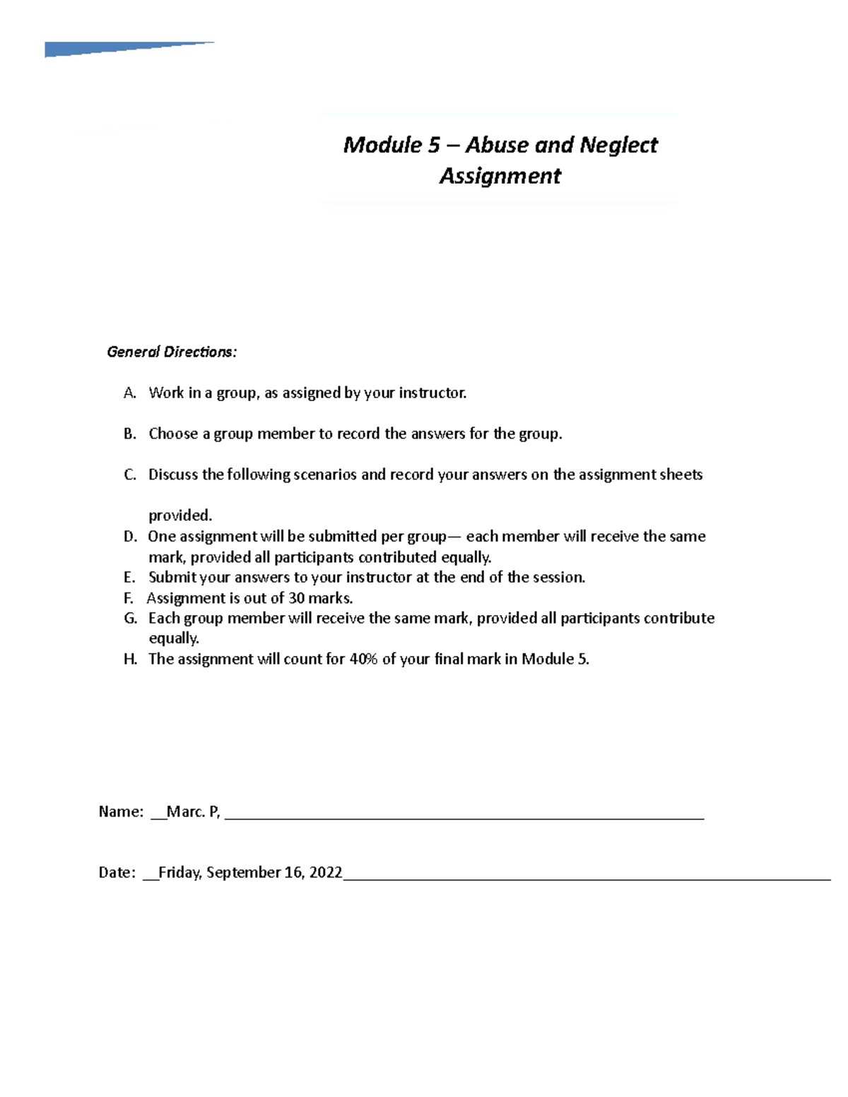 Group 5 Module Assignment - Module 5 – Abuse and Neglect Assignment ...