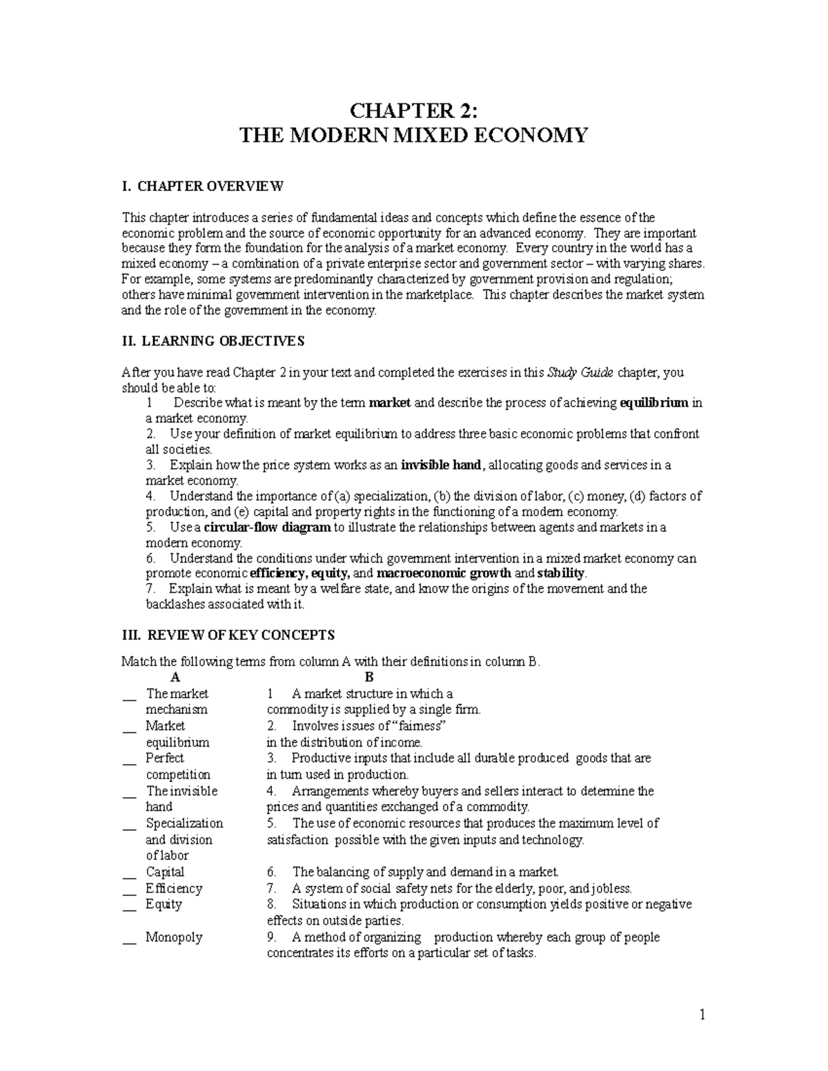Chap002 - The Modern Mixed Economy Overview and Key Concepts - Studocu