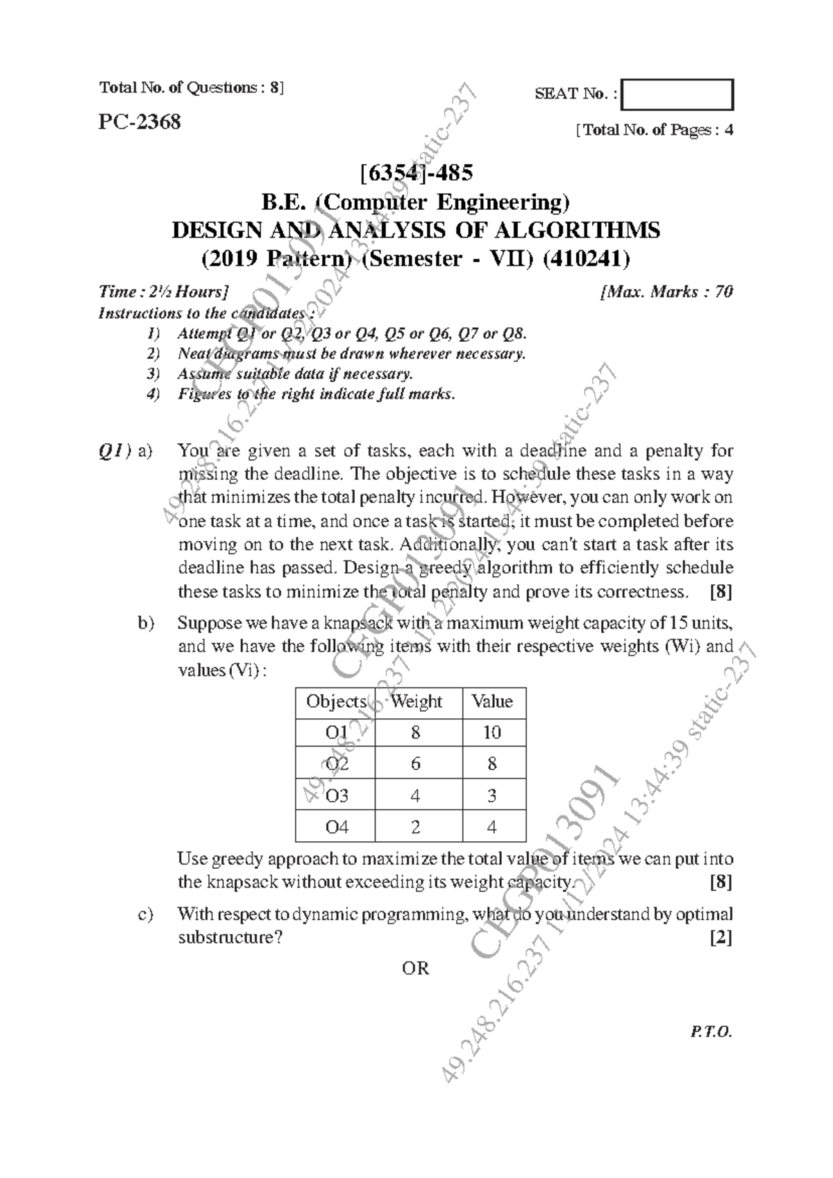 DAA (410241) Design and Analysis of Algorithms Exam Notes - Studocu