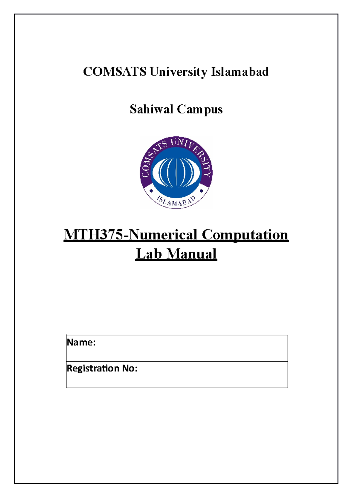 NC Lab Manual v 1 - COMSATS University Islamabad Sahiwal Campus ...