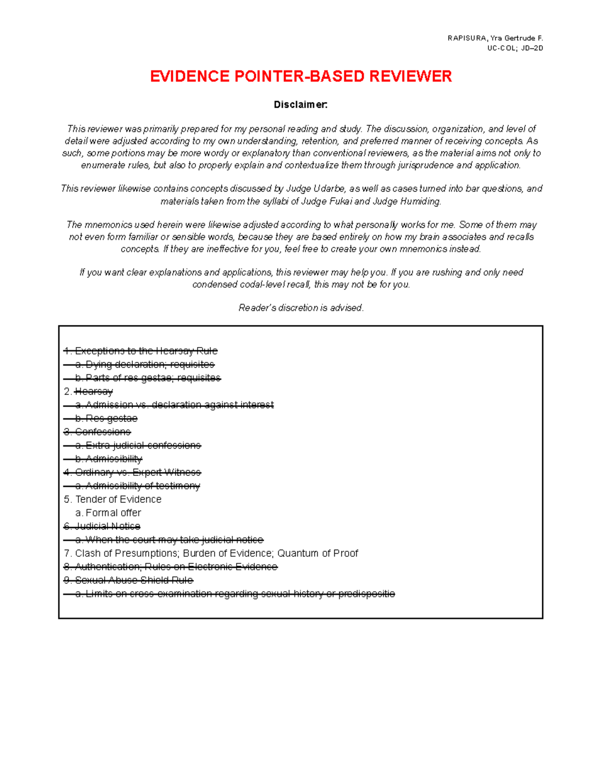 Evidence - Finals Pointer-Based Reviewer (2026) - Studocu