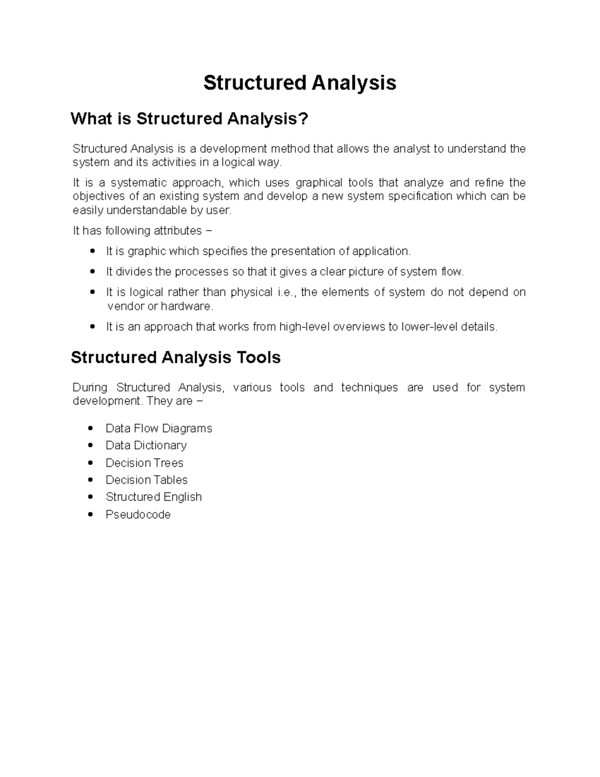 Chapter 4 System Analysis and Design - Structured Analysis-1 - Structured Analysis What is - Studocu