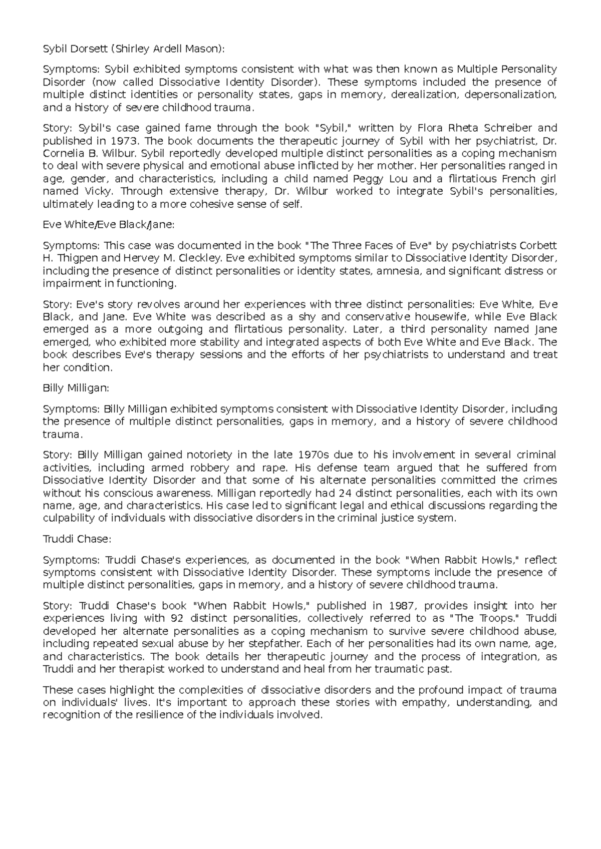 DID Case Studies: Exploring the Complexities of Dissociative Disorders ...