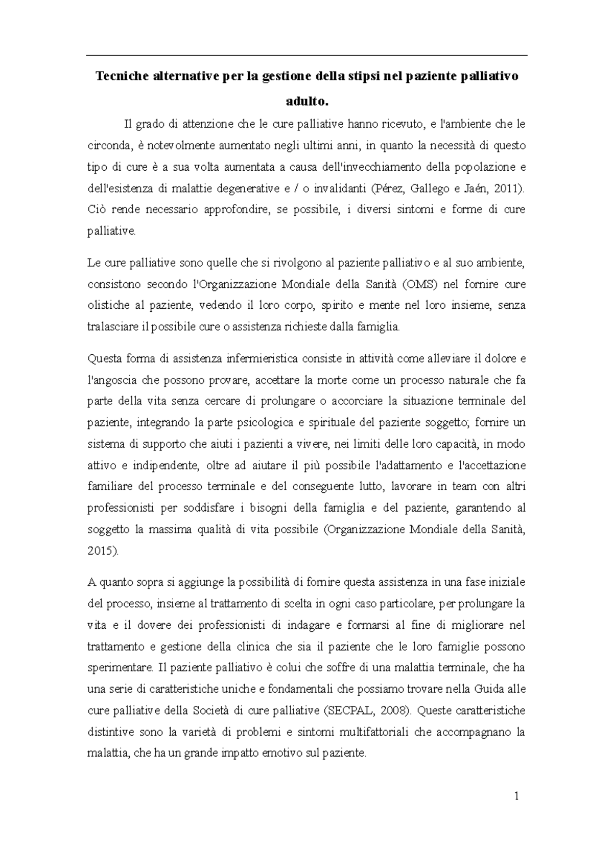 Tecniche alternative per la gestione della stipsi nel paziente ...
