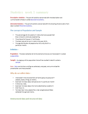 Statistics 2 Final Exam Notes: Key Concepts and Definitions - Studocu
