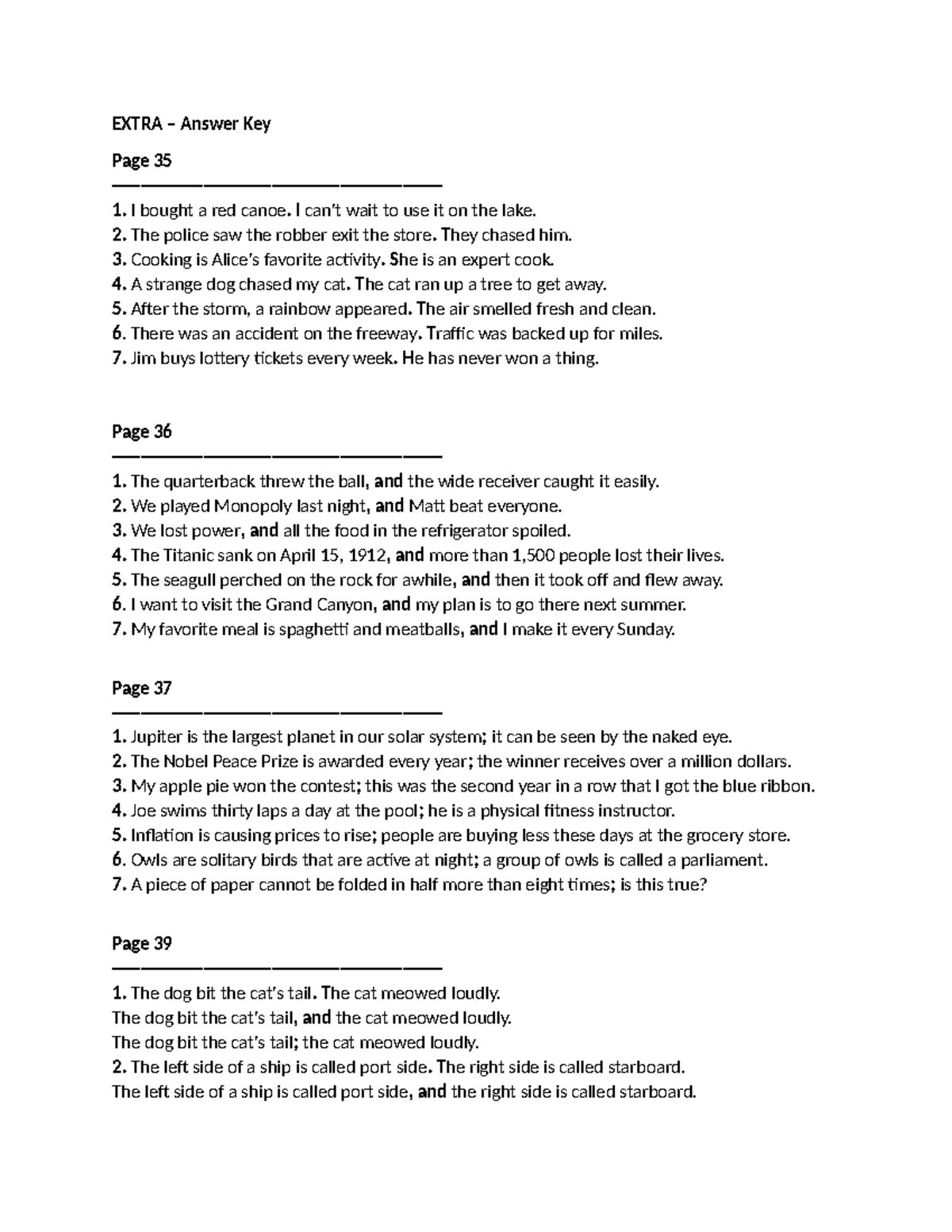EXTRA - Run-on Sentences & Fragments Answer Key - Studocu