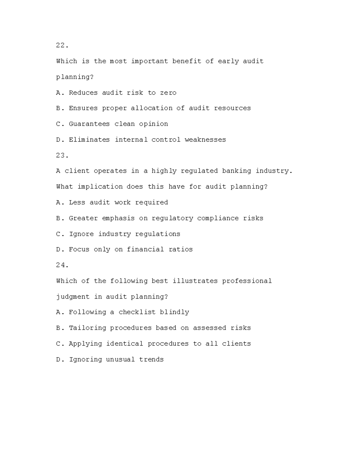 AUDITING PS - Practice Set 05: Key Concepts and Planning Strategies ...