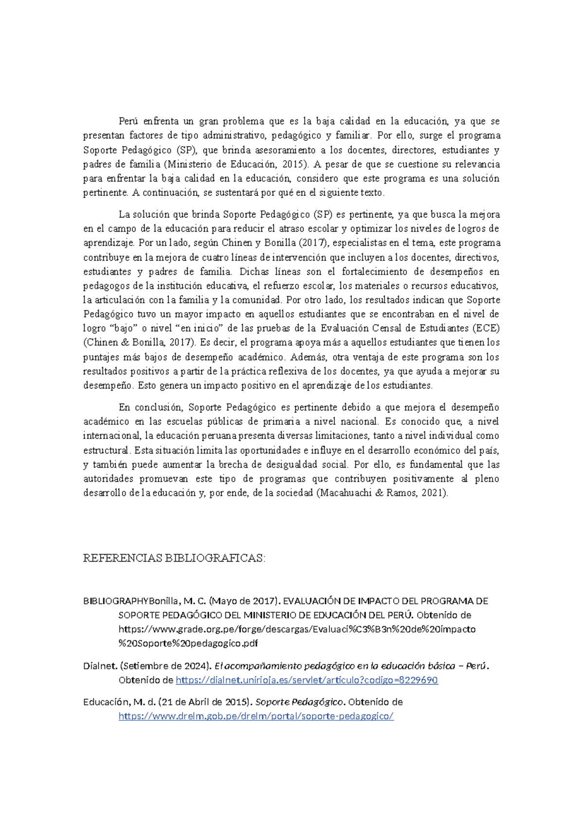 Version final de parrafo argumentativo - Perú enfrenta un gran problema ...