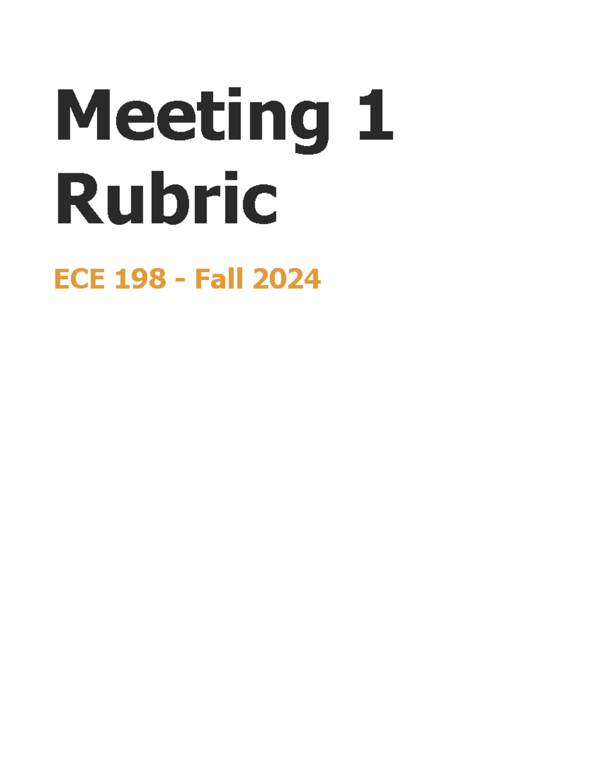 ECE 198 Fall 2024 Meeting 1 Project Tracker Assessment Rubric - Studocu