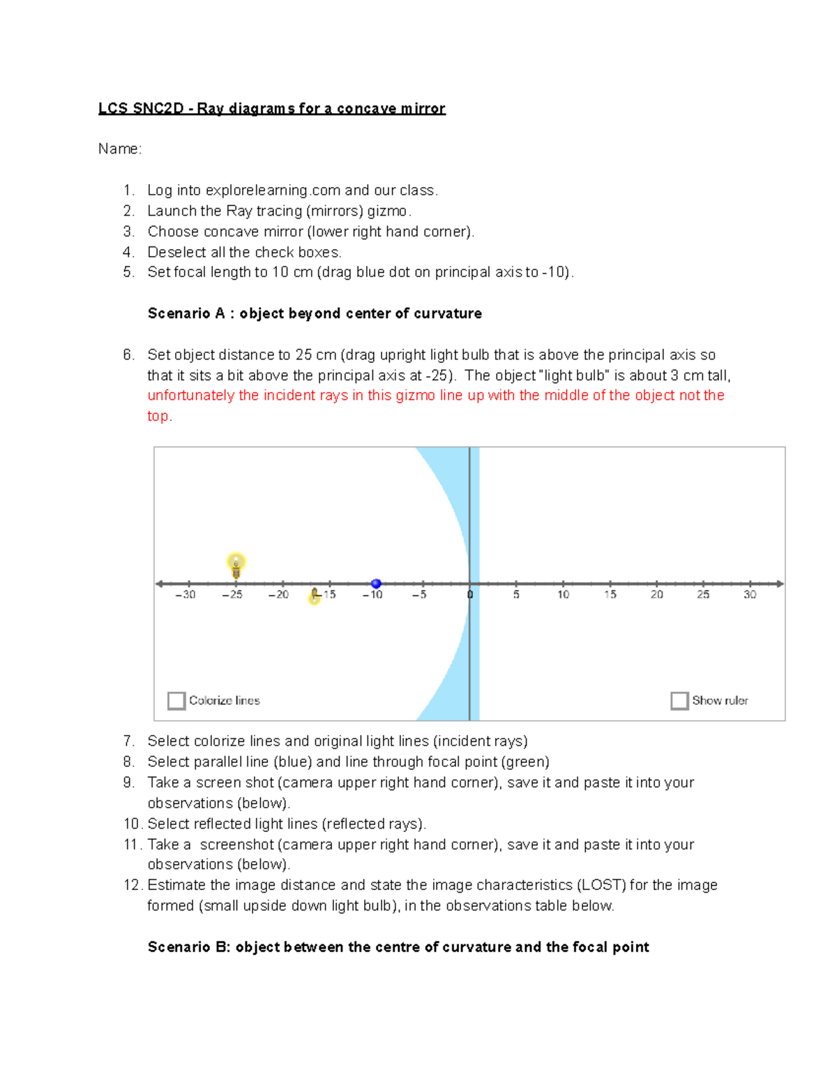 Ray Diagrams for Concave Mirrors - LCS SNC2D Study Guide - Studocu