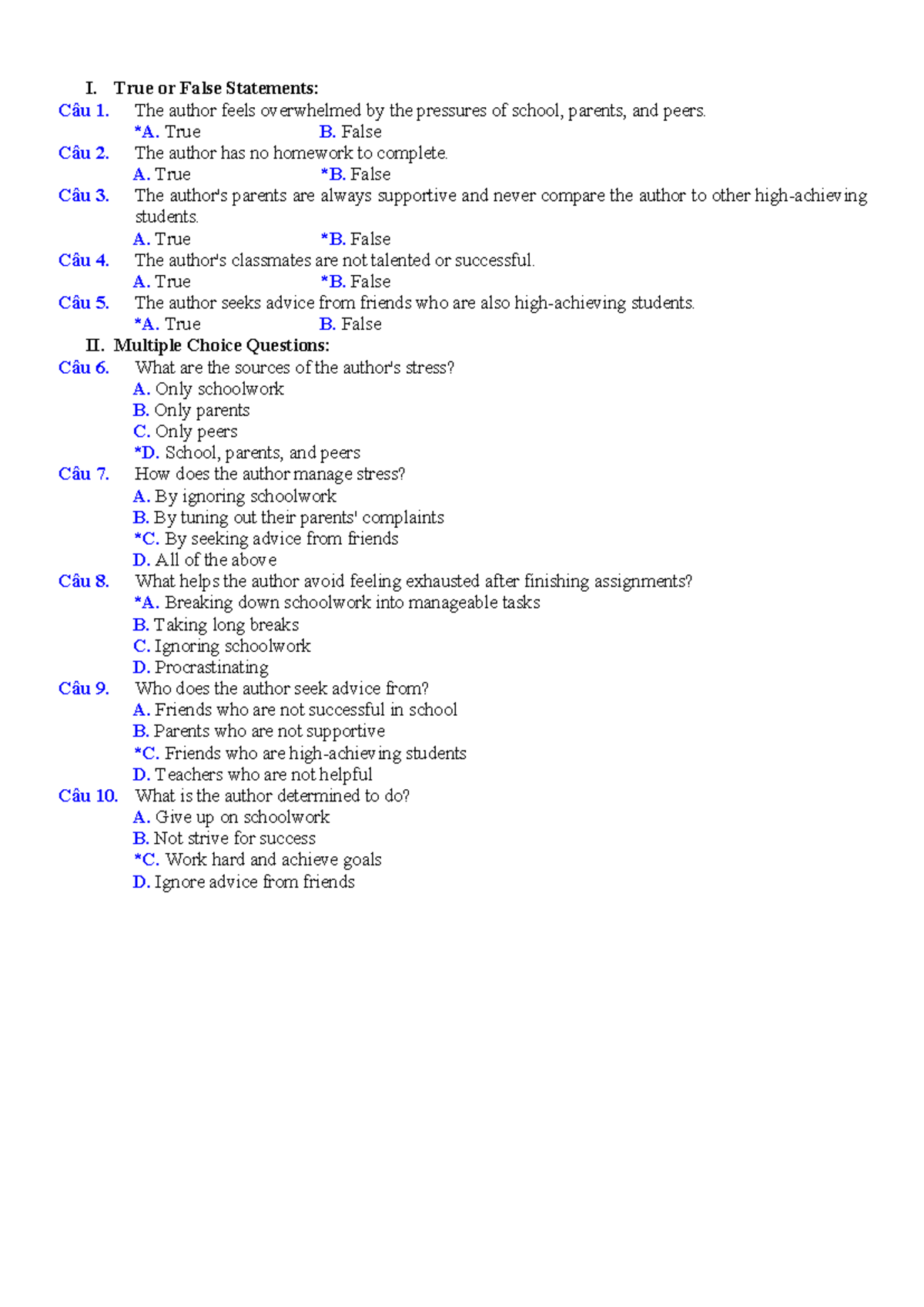 Test 3 (File GV) - True/False & Multiple Choice Questions on Stress ...