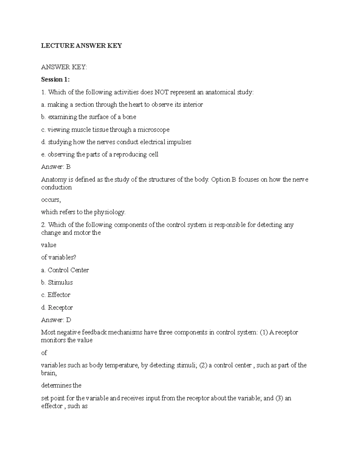 A&P 1 Exam 1 Study Guide - Subject of Anatomy and Physiology: Anatomy ...