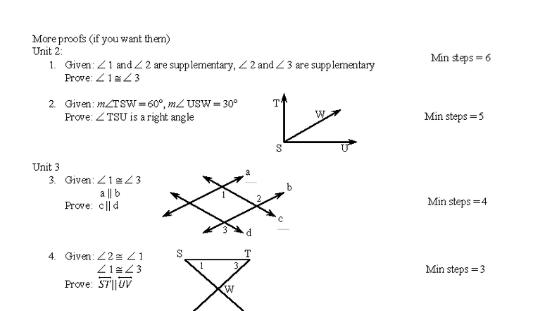 Unit 2 & 3 Proofs Review for Geometry (MATH 101) - Studocu