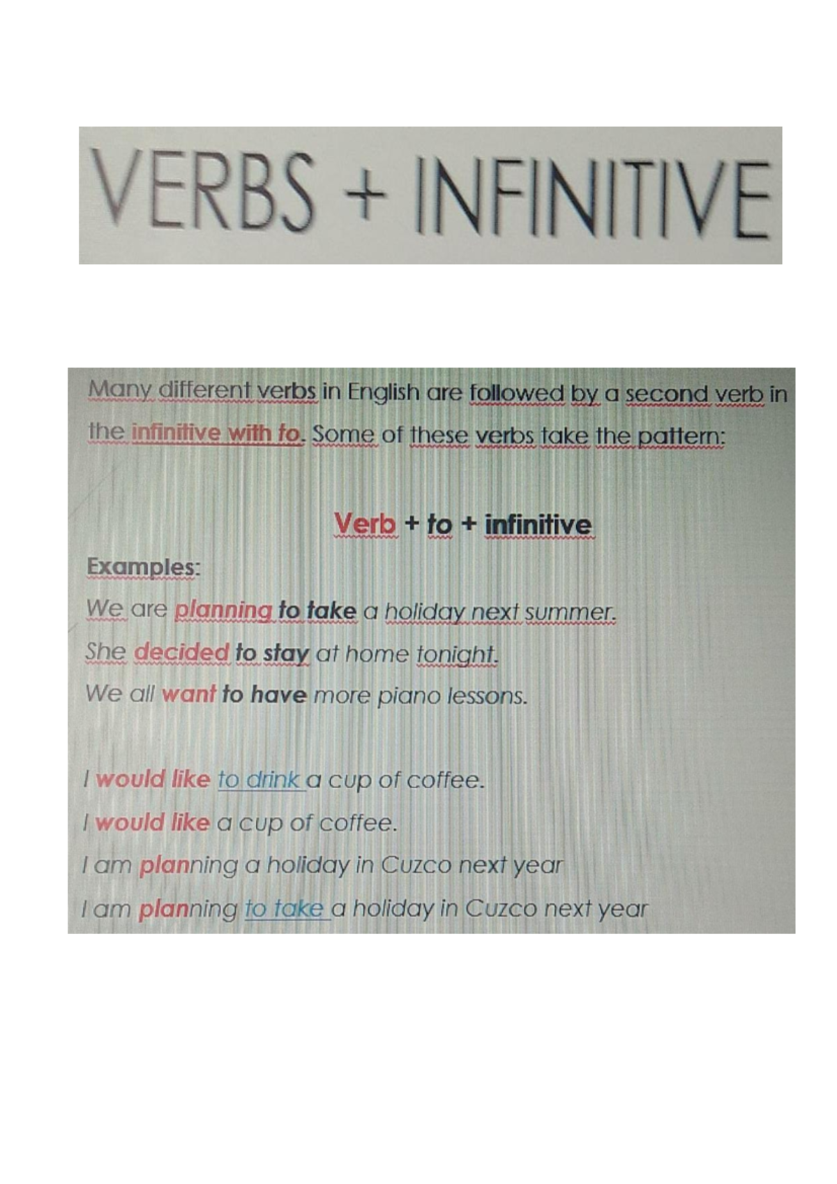 Verbs Followed by Infinitive: A Guide to Usage - Studocu