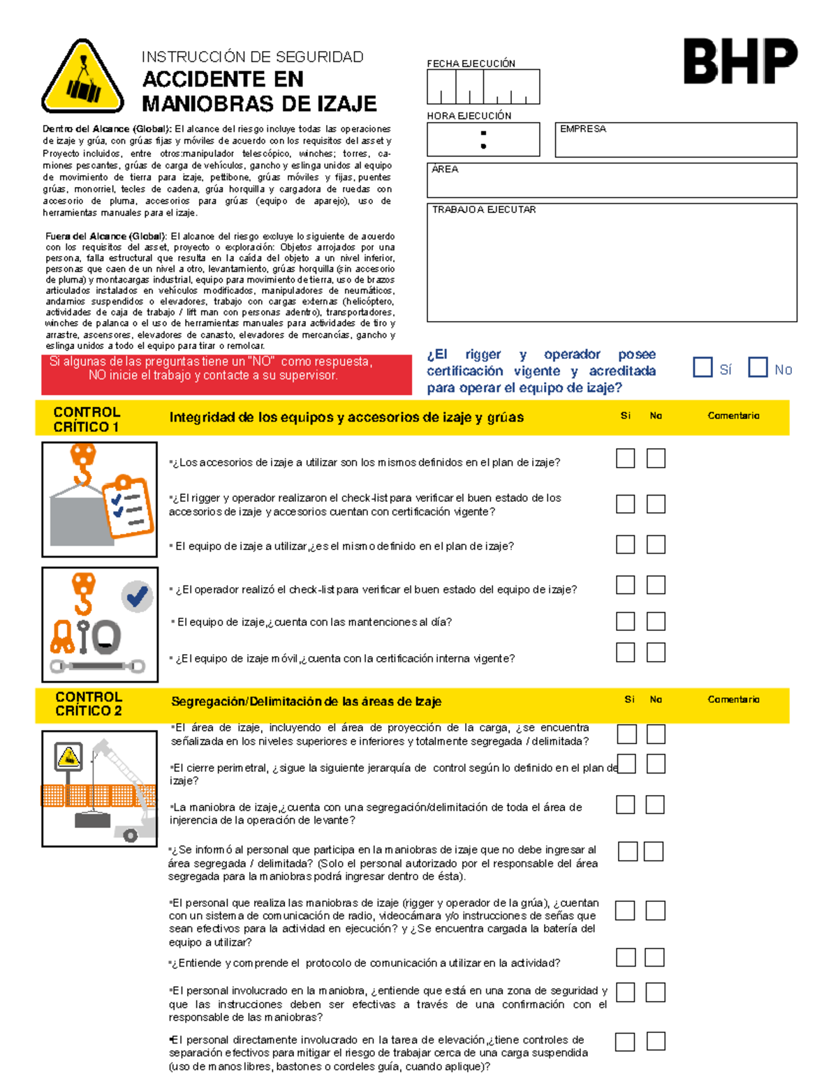 BHP - IS - Evaluación del Control en Maniobras de Izaje V08 (Julio 2023 ...