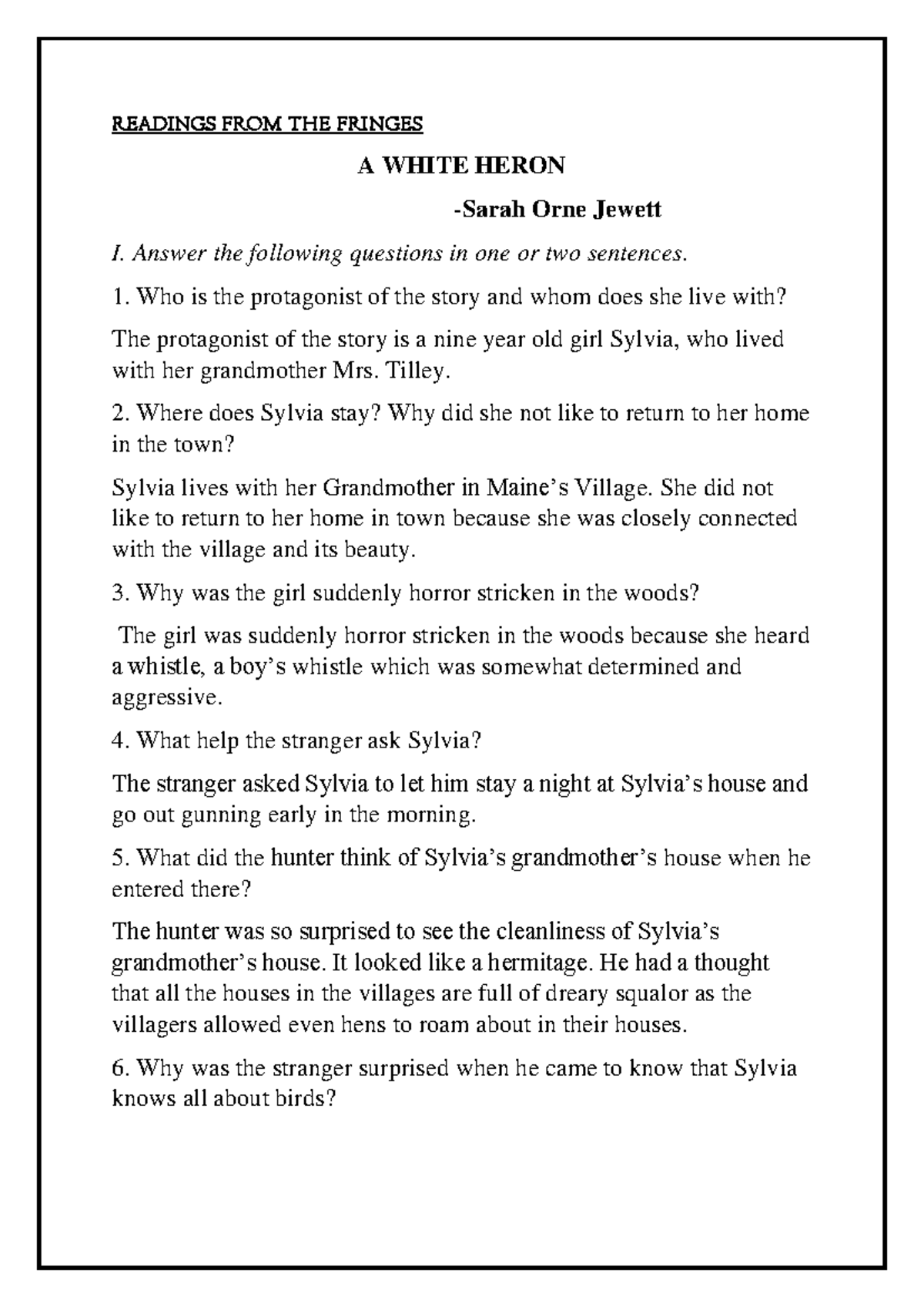 A White Heron Analysis: Eco-Critical Themes in Literature (ENG 101 ...