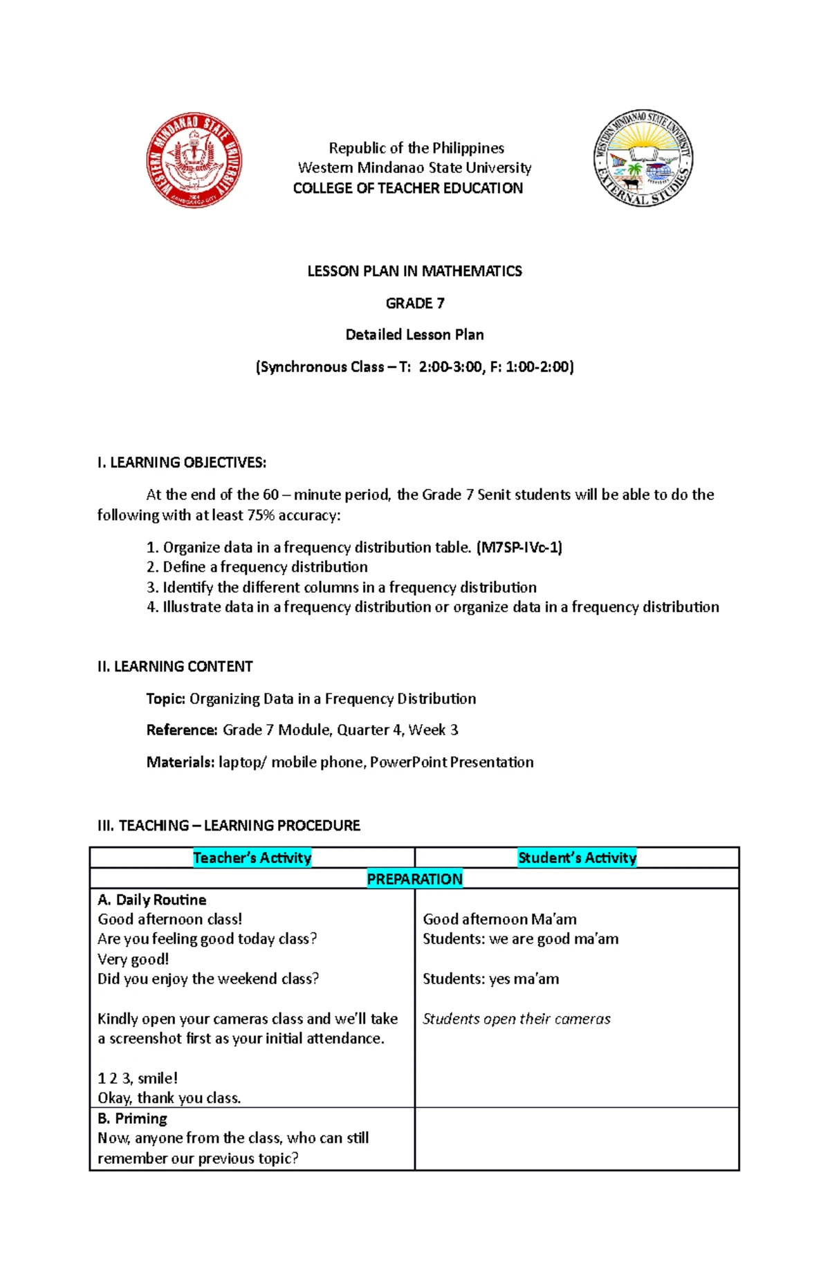 GRADE 2 Arpan Q4 WK1 - LESSON PLAN IN ARALING PANLIPUNAN 2 QUARTER 4 ...