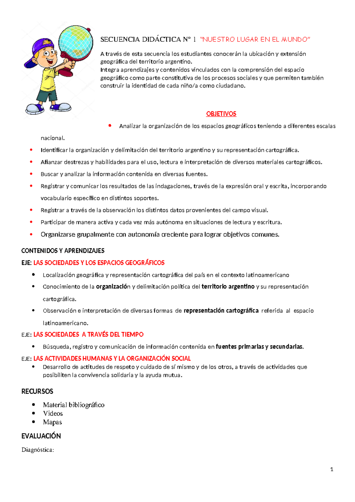 Secuencia Didáctica 1: Nuestro Lugar en el Mundo - Ciencias Sociales ...