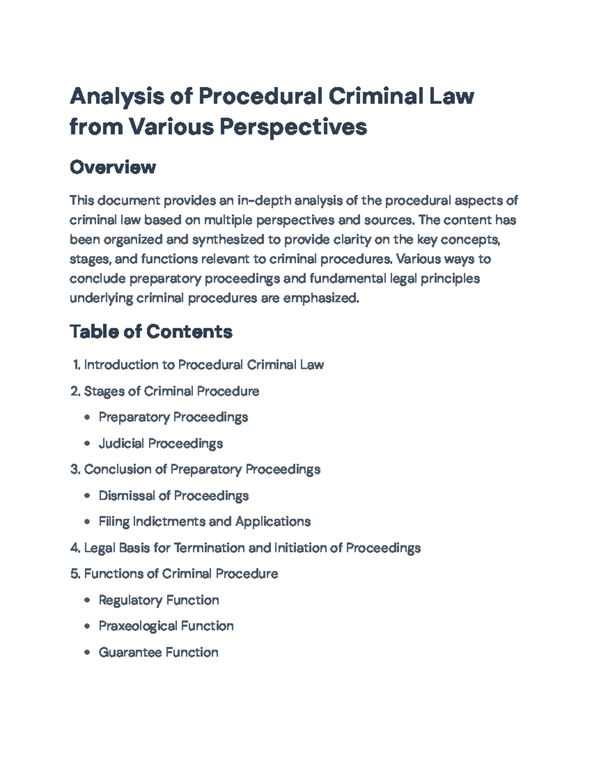 Analysis of Procedural Criminal Law: Stages and Functions Explained ...