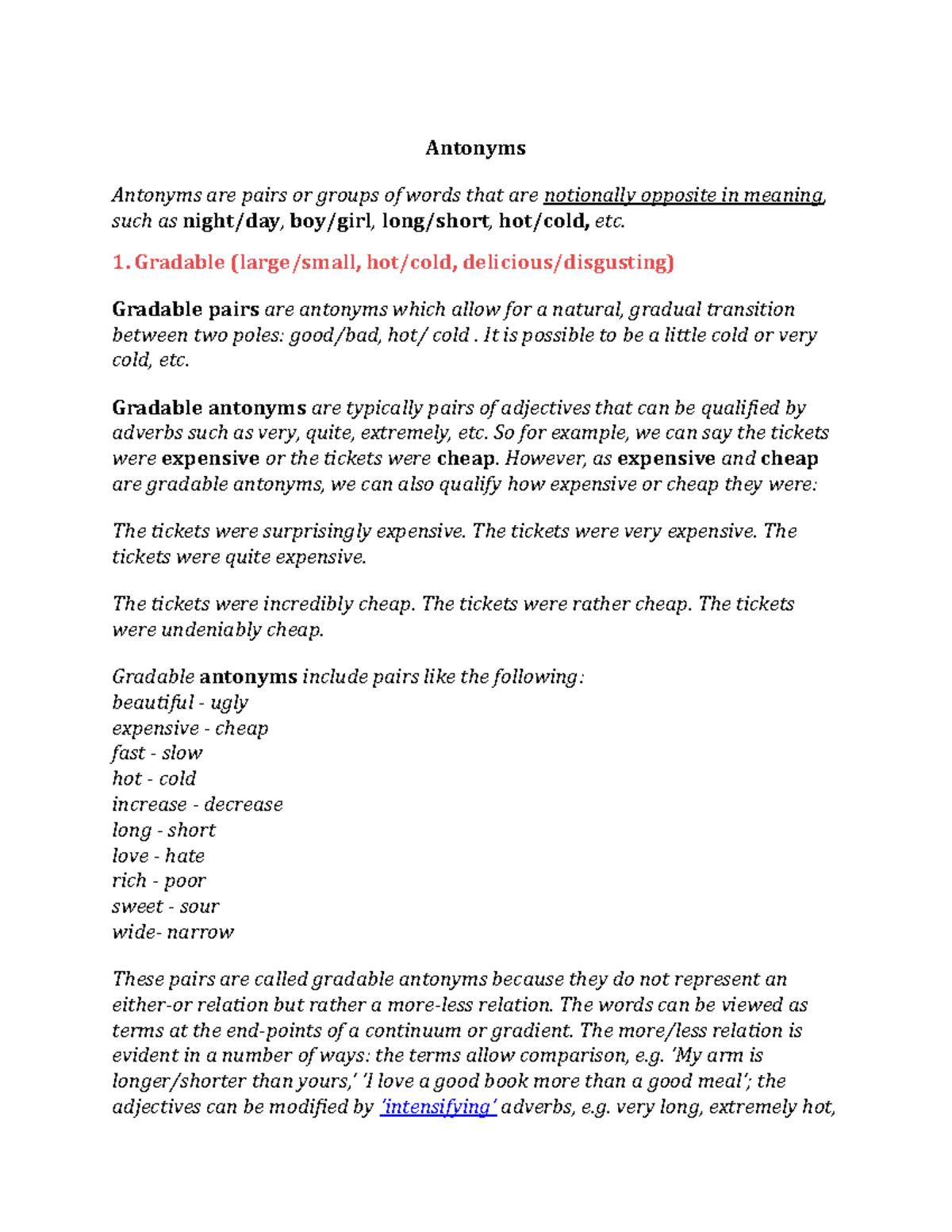 Antonyms.01 - Ngữ Nghĩa Học - Antonyms Antonyms are pairs or groups of ...