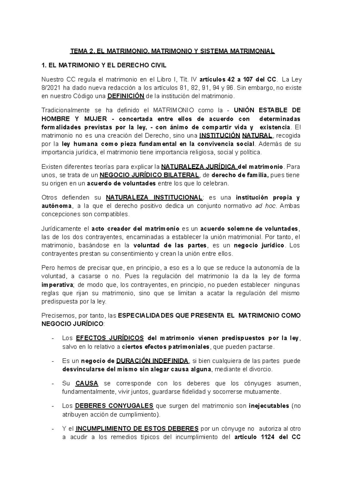 TEMA 2 - EL MATRIMONIO. MATRIMONIO Y SISTEMA MATRIMONIAL - TEMA 2. EL ...