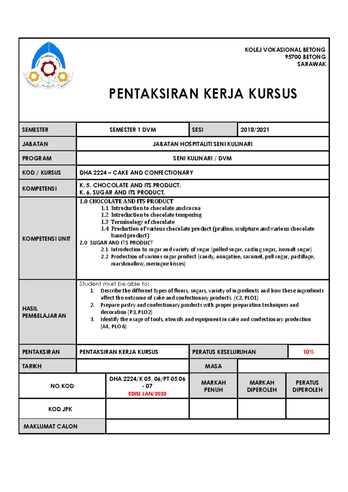 Laporan OJT Nur Anis Amirah - PERAKUAN PELAJAR “ Dengan ini saya akui ...