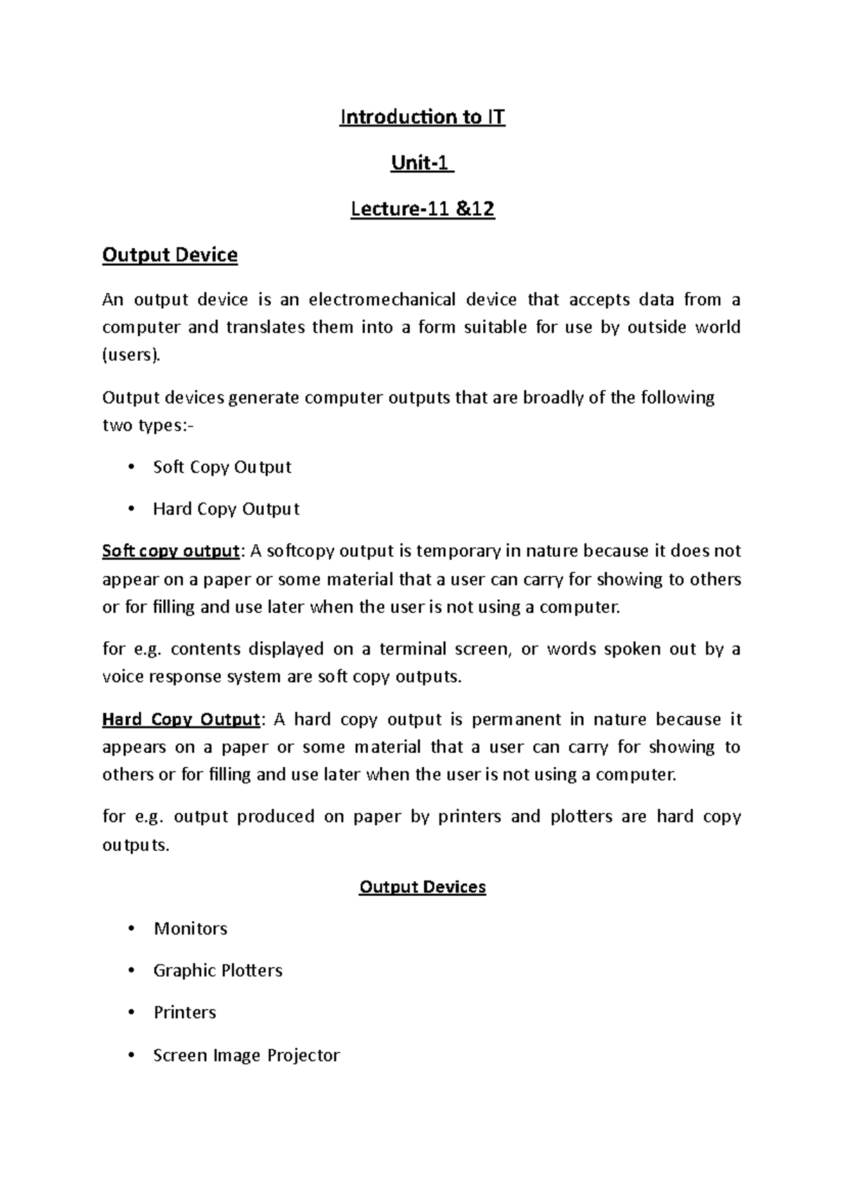 information technology notes Unit-1(Lecture-11 &12) notes ...