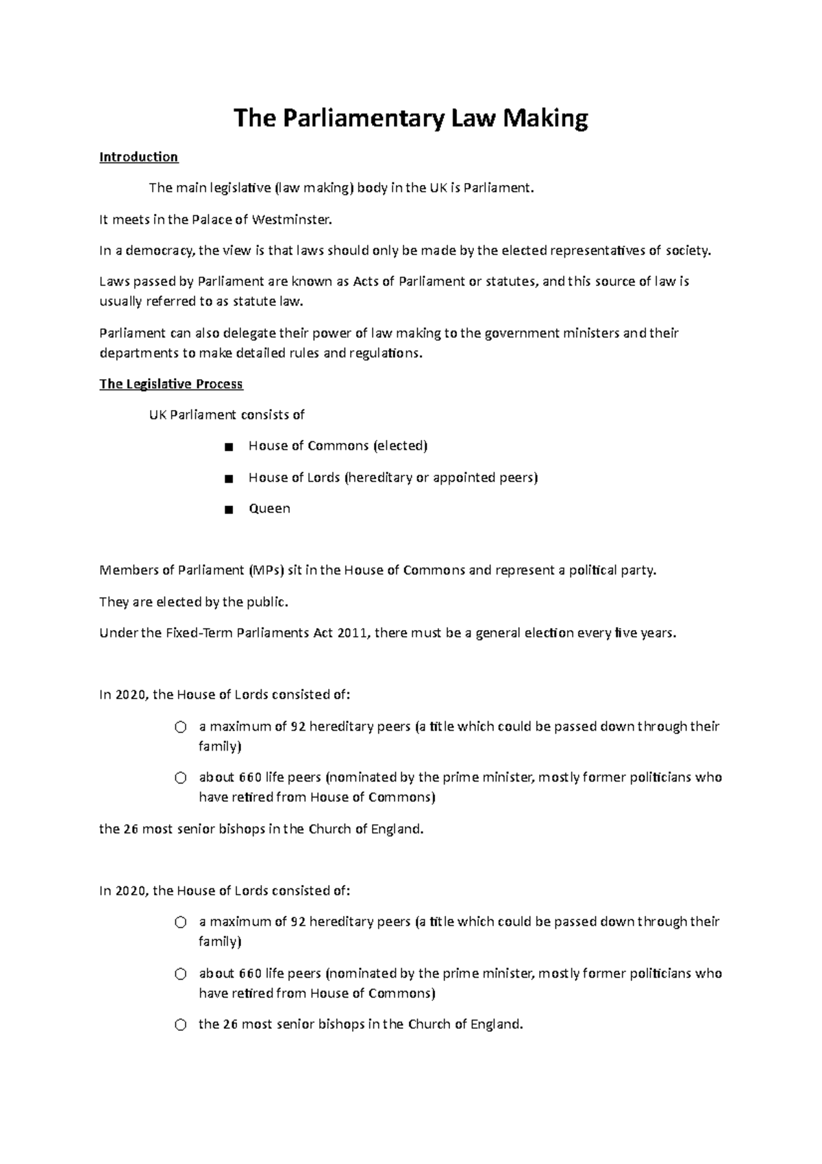 Parliamentary Law Making - The Parliamentary Law Making Introduction ...