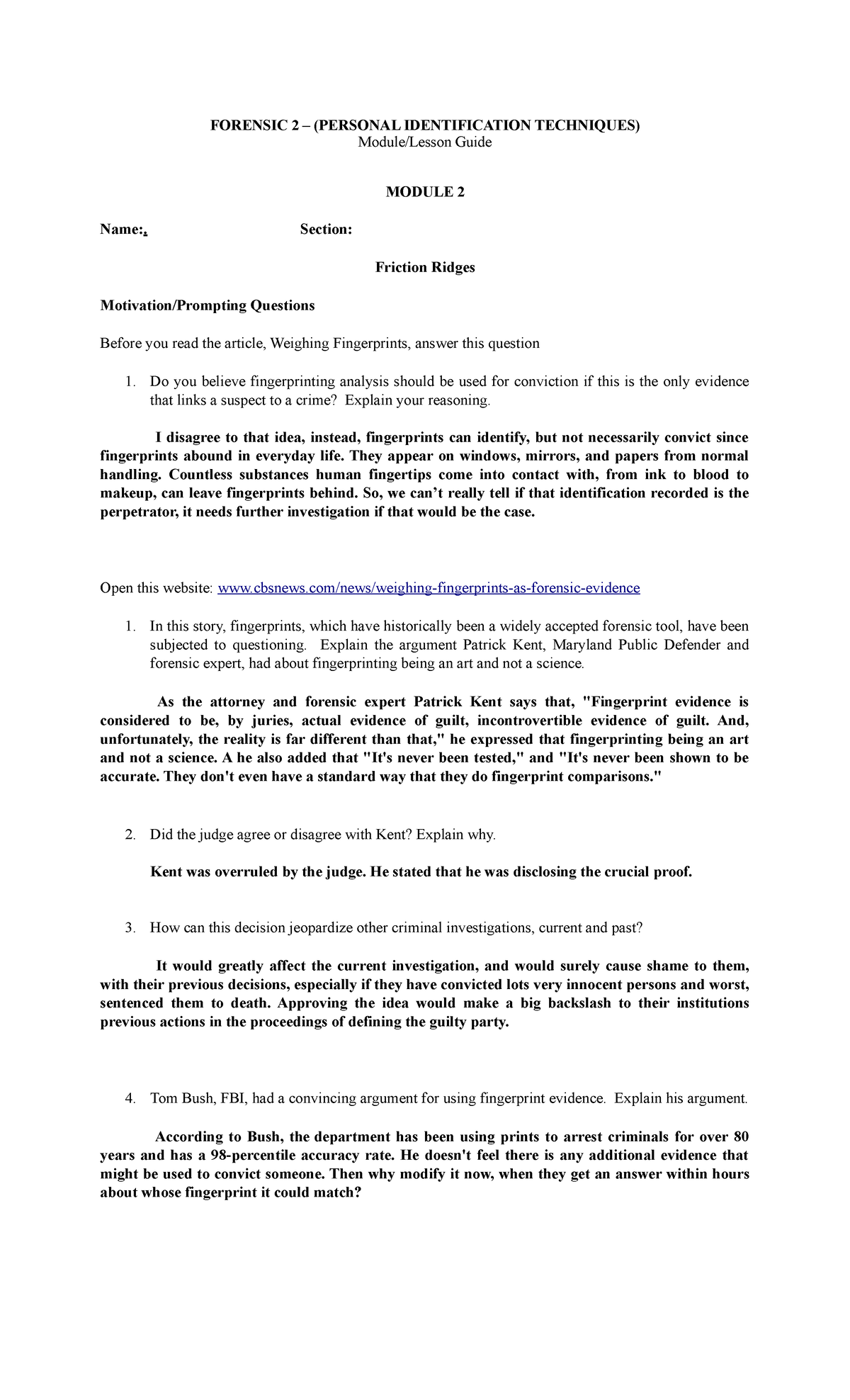 Forensic 2 - Module 2: Personal Identification Techniques in ...