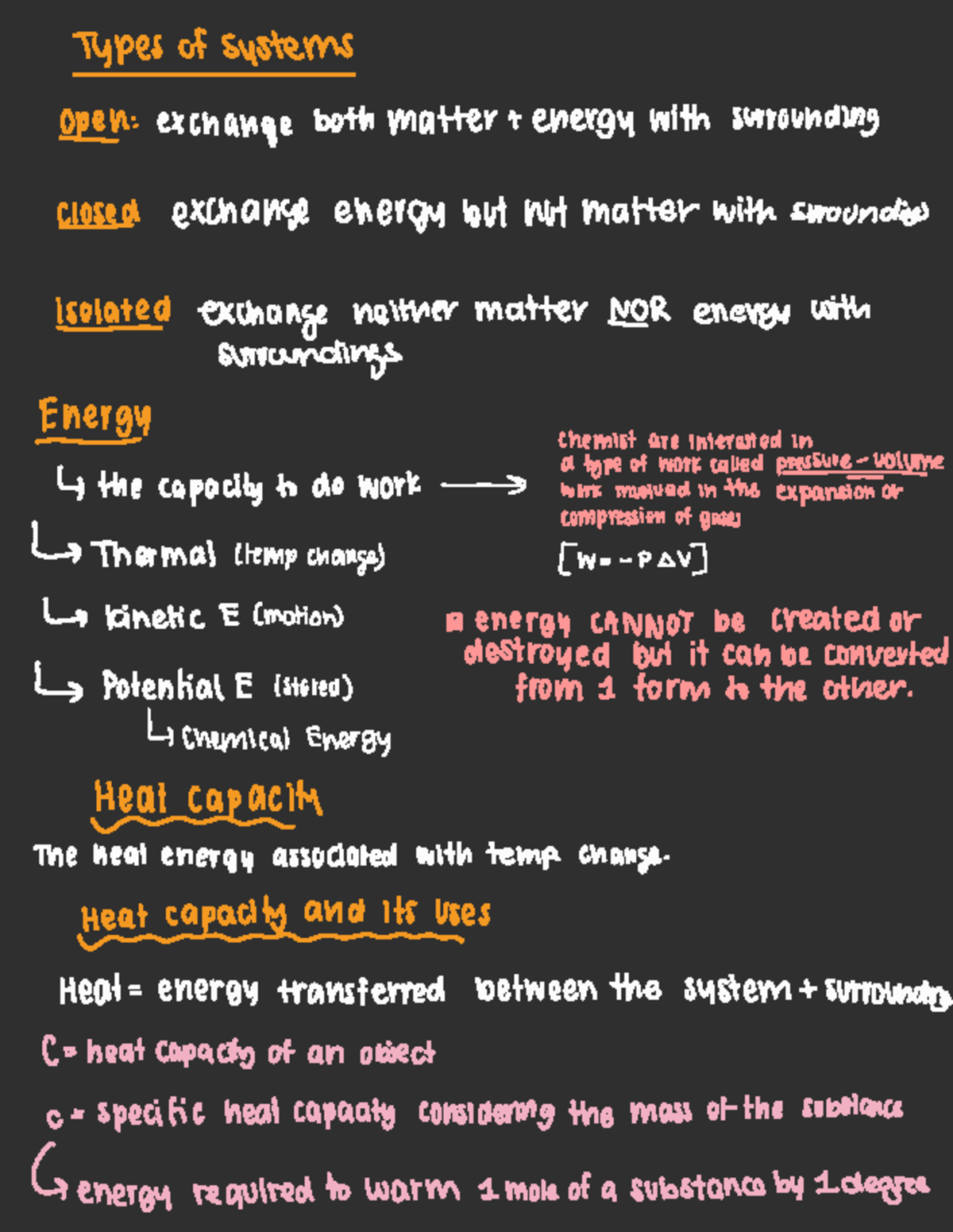 Chemistry: Review of Energy Types and Heat Capacity - Studocu