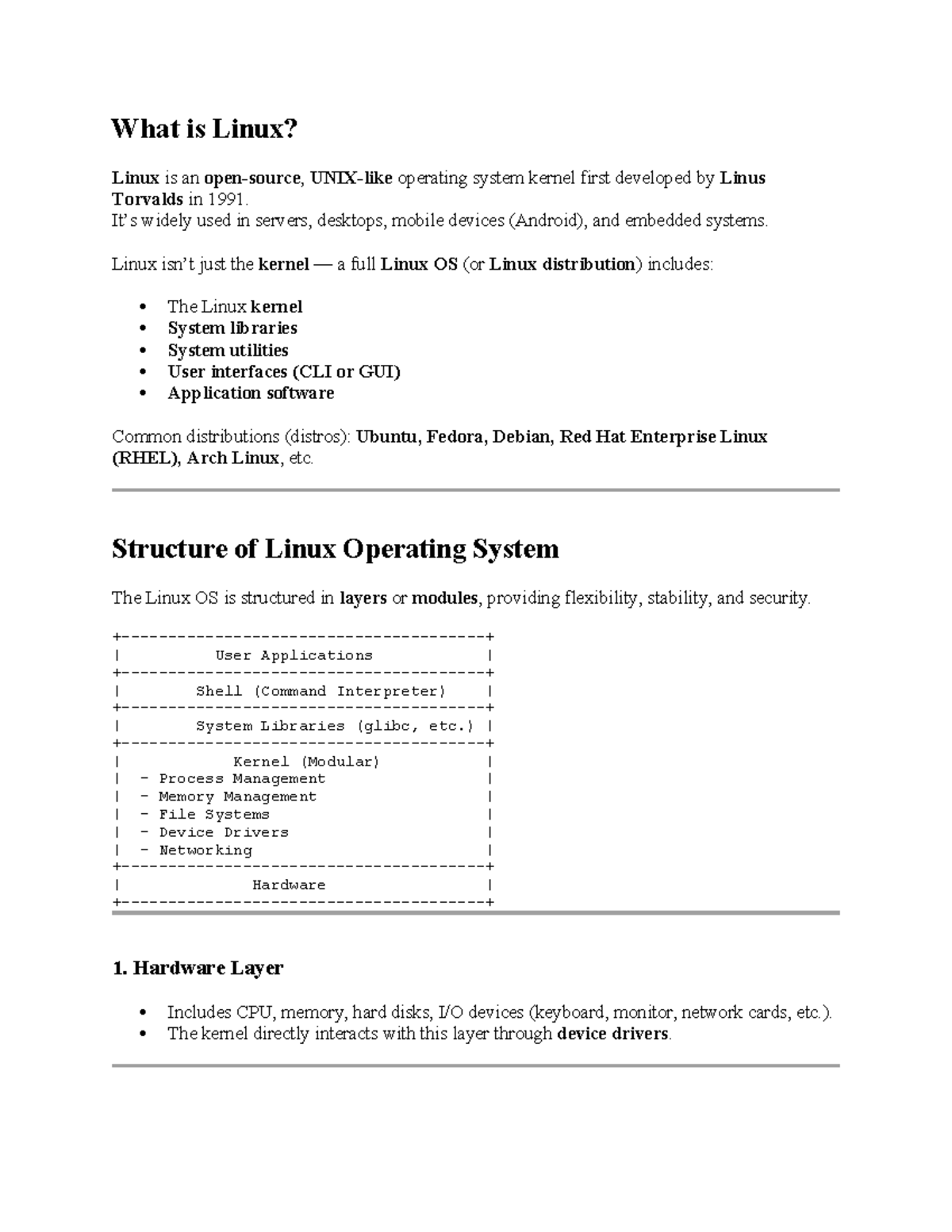 Linux Operating System Overview - NOTES - Studocu