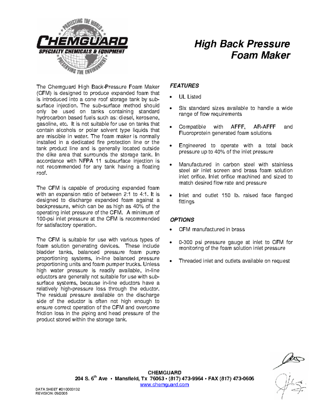 High Back Pressure Foam Maker - Technical Data Sheet (CFM) - Studocu