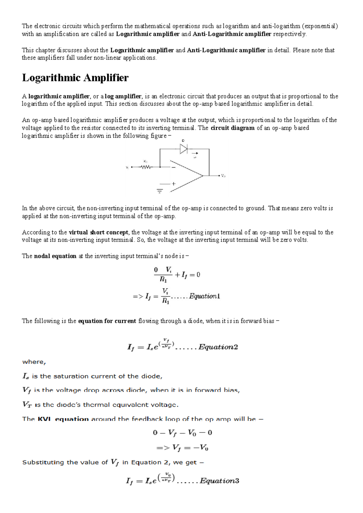 Logarithmic and Anti-Logarithmic Amplifiers: Detailed Overview - Studocu