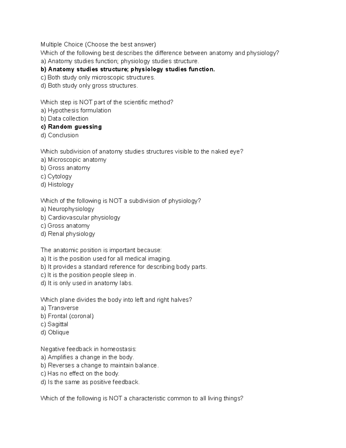 EXAM 1 STUDY GUIDE: Anatomy & Physiology MCQs - Studocu