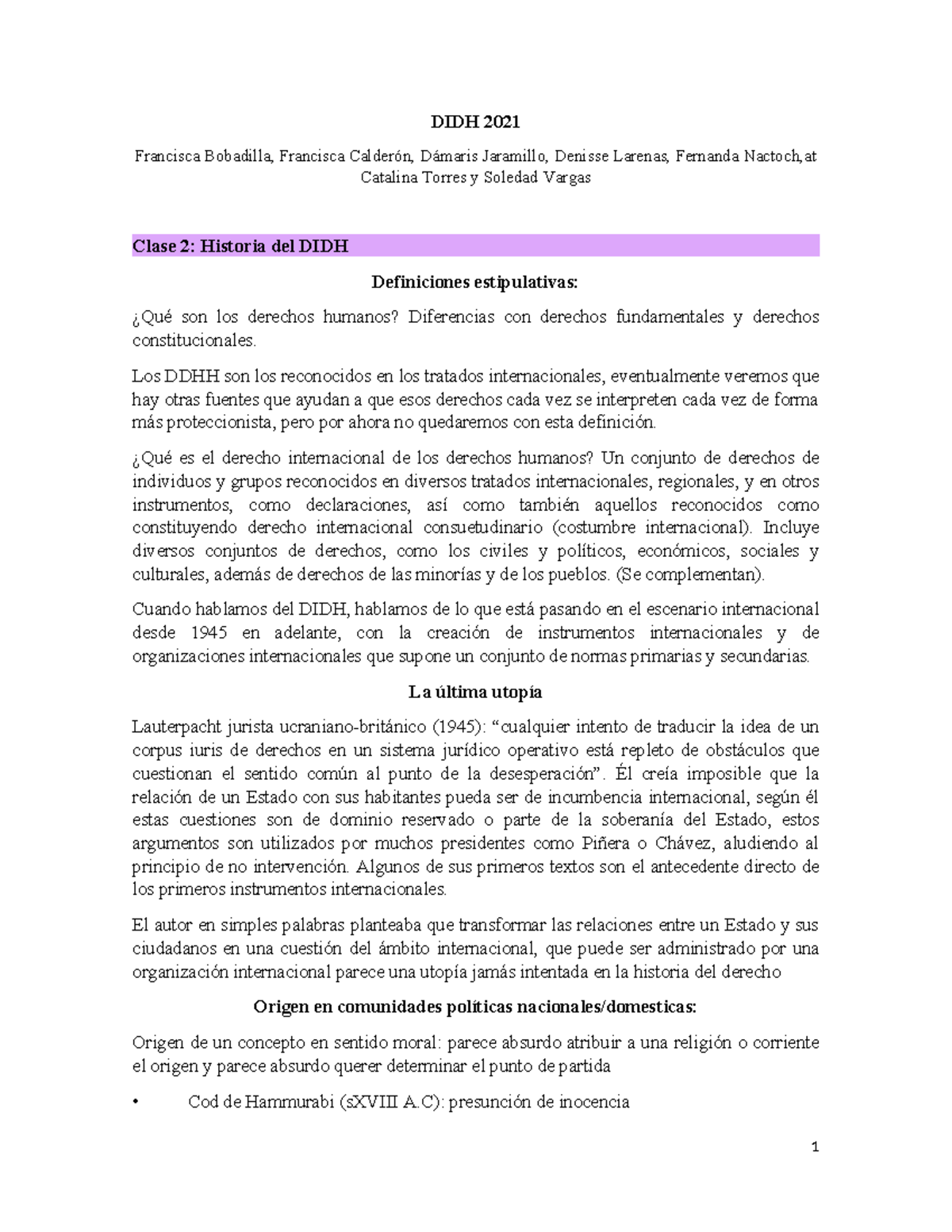 DIDH 2021: Clase 2 y 3 - Historia y Fundamentos de los DDHH - Studocu