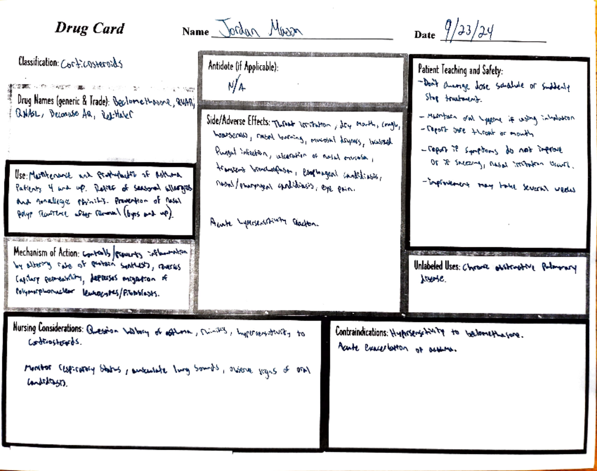 Drug Cards: Module 4 - Comprehensive Medication Overview - Studocu