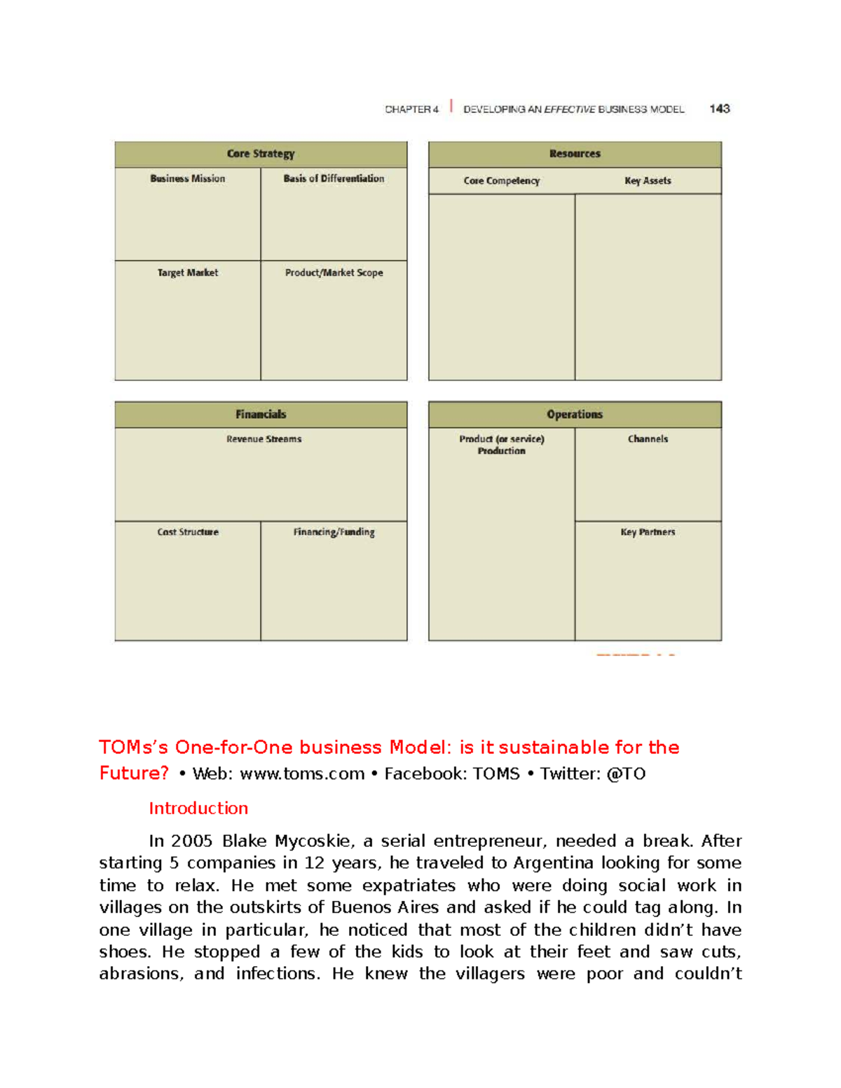 Sustainable Business Model Analysis: TOMS Case Study (Exercise for ...