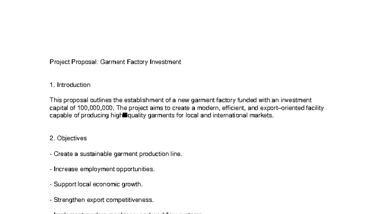Garment Factory Investment Proposal: Project Overview and Objectives ...