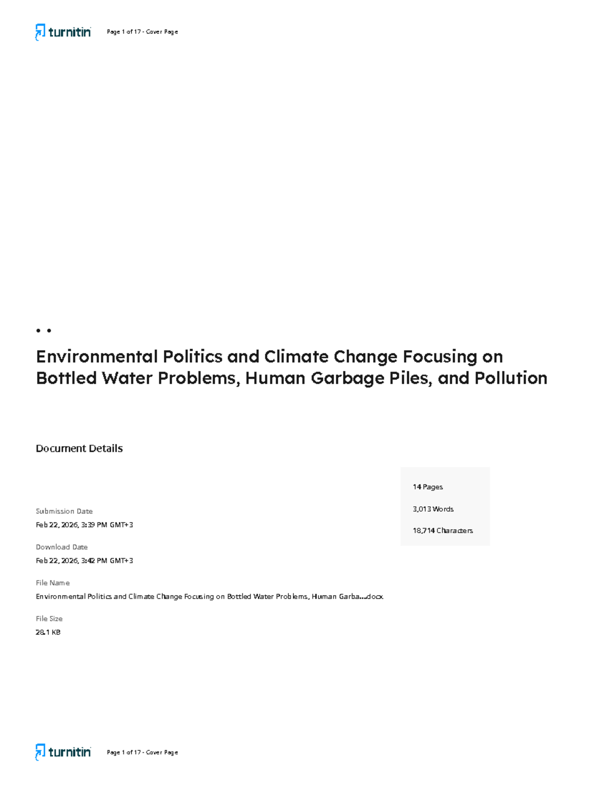 SIM Environmental Politics & Climate Change: Bottled Water & Pollution ...