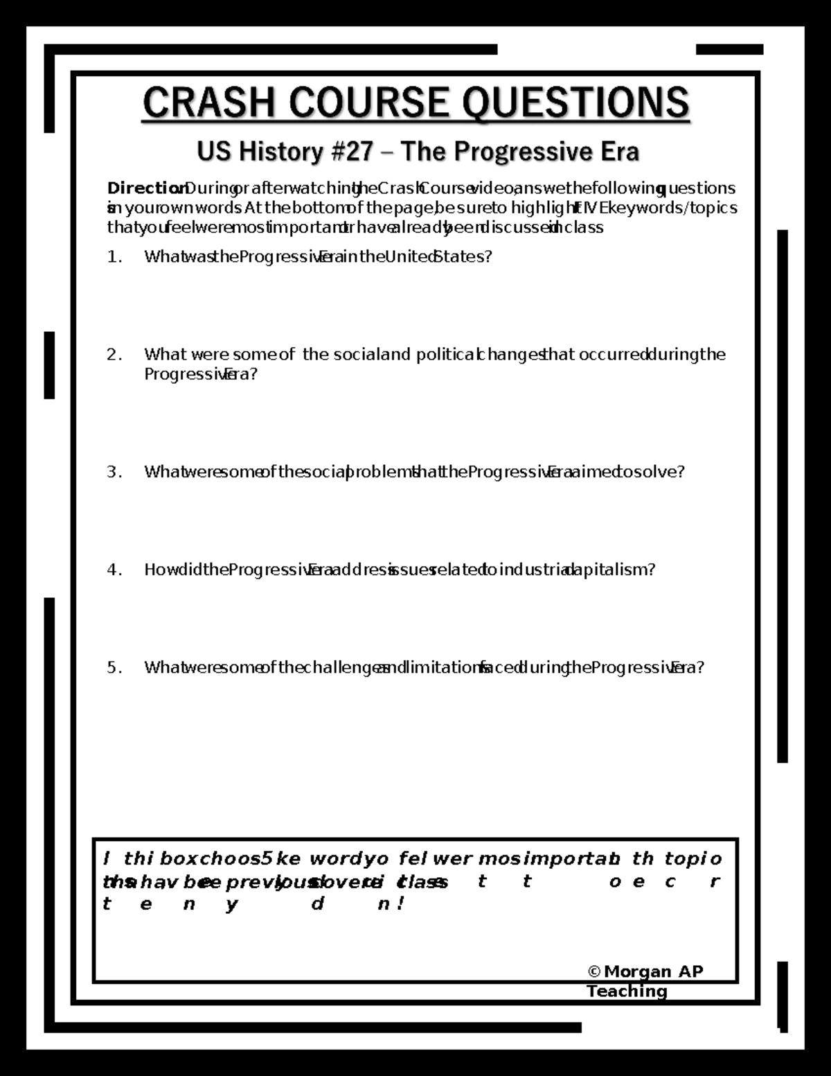 CC #27 The Progressive Era - Direction s . Duringor - Studocu
