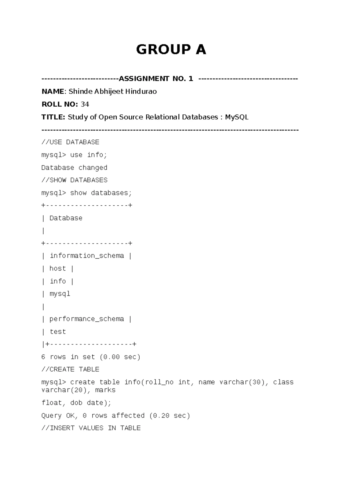 DBMSL Assignment 1: ER Modeling & Normalization Techniques - Studocu