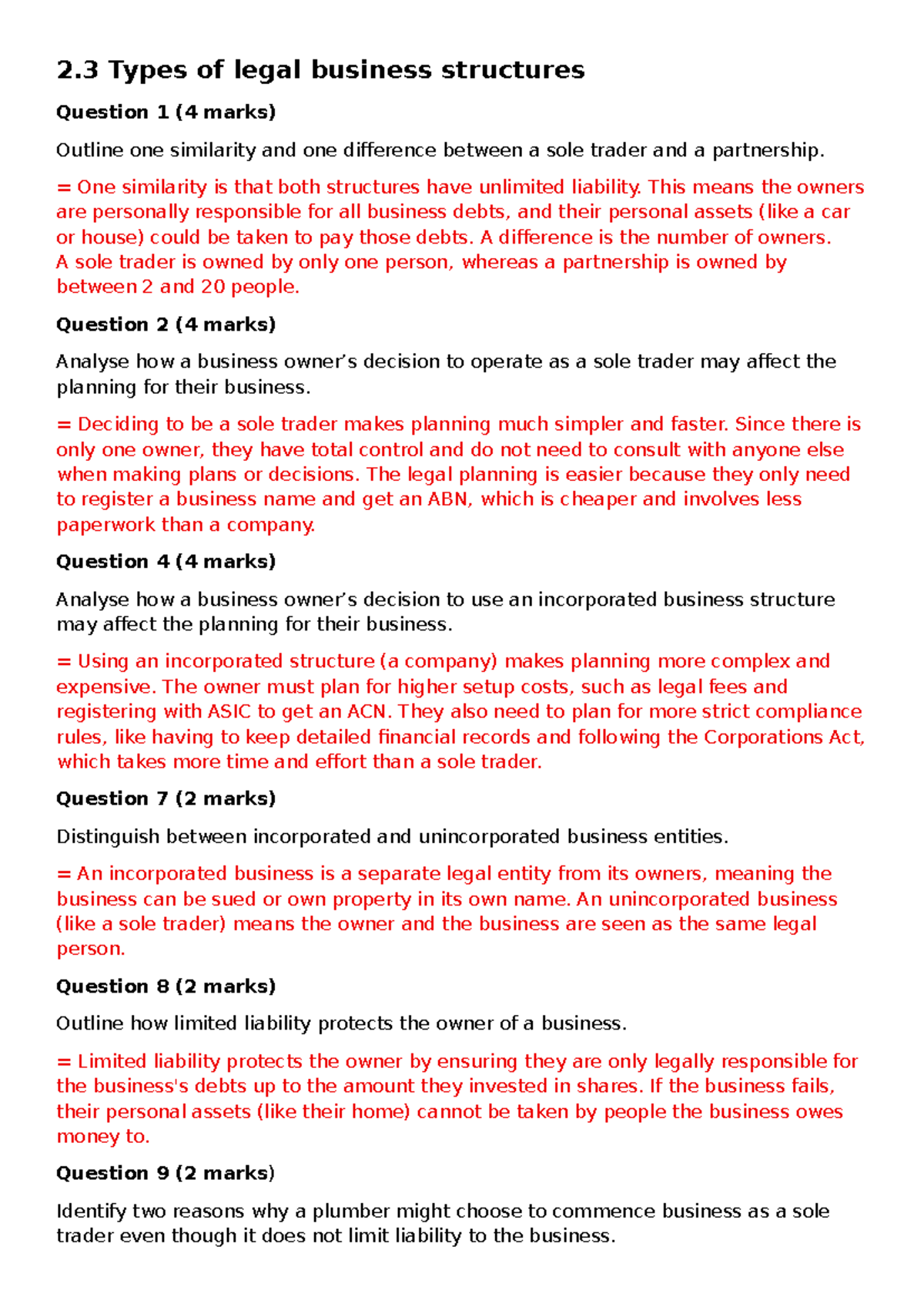 2.3 Types of Legal Business Structures: Similarities & Differences ...
