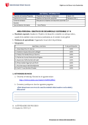 Guía Práctica N° 03: Objetivos de Desarrollo Sostenible ODS 1 y ODS 2 2025 - Studocu