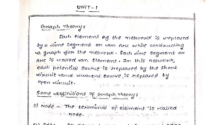 PSA Unit 1 R20 - Graph Theory and Power System Analysis Notes - Studocu